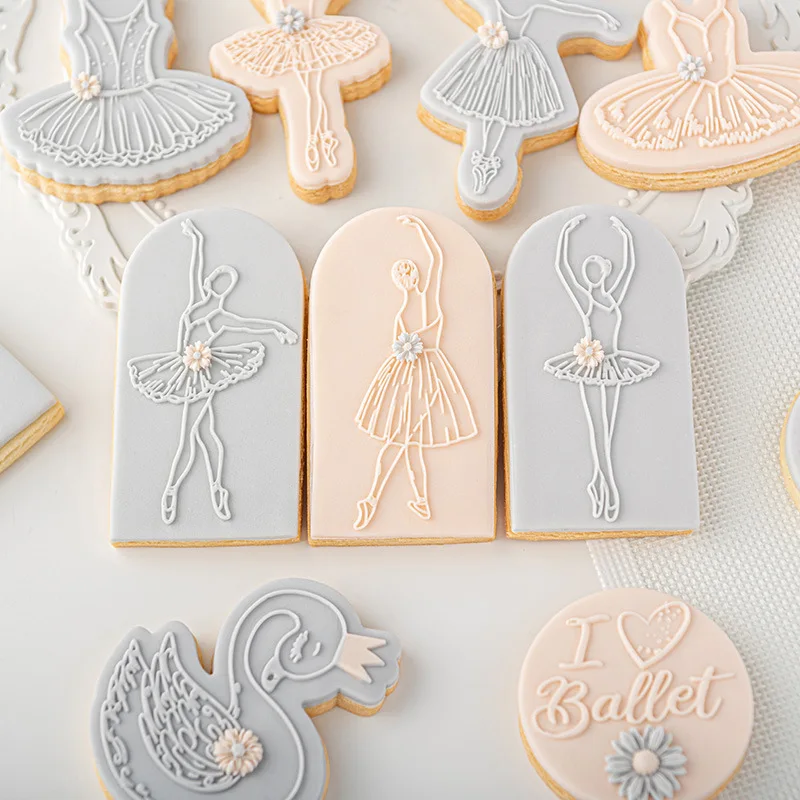 Acrylic Ballet Girl Biscuit Molds Swan Cookie Cutter and Stamp I Love ...