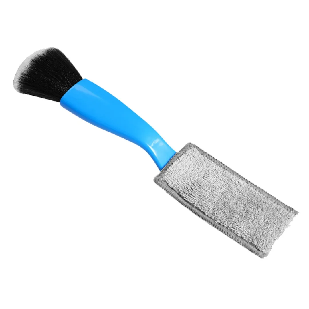 파란색 자동차 공기 배출구 브러시 부드러운 헤어 자동차 디테일링 먼지 제거 청소 도구 22x5cm 양단 자동 환기구 클리너