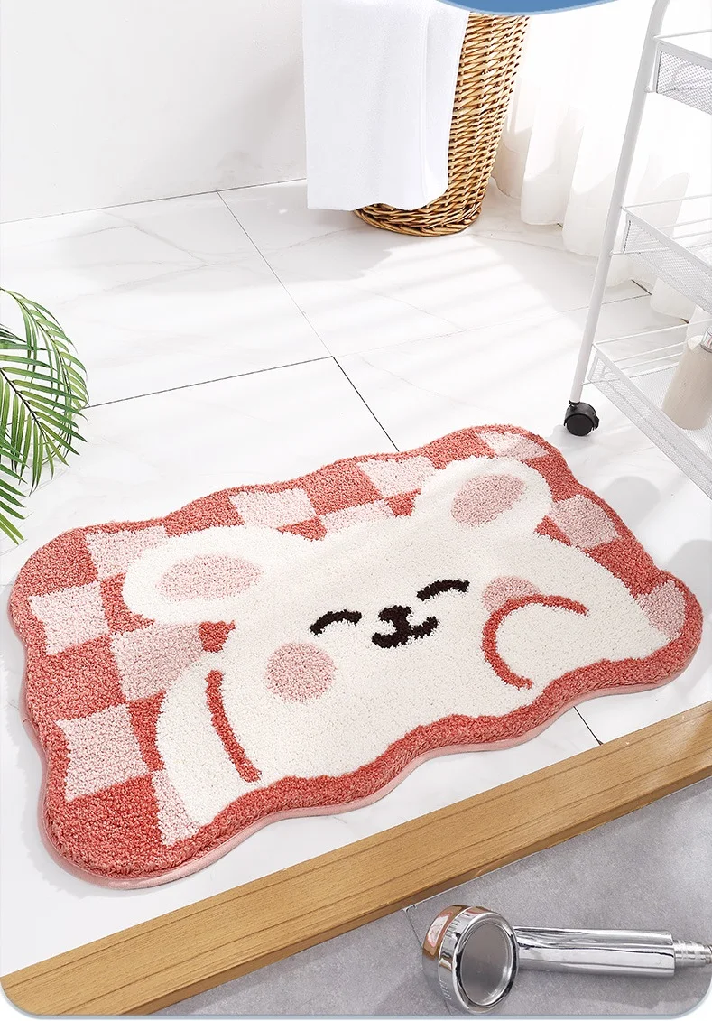 Inyahome-Cute-Kids-Bathroom-Rabbit-Bath-Mats-Microfiber-Shaggy-Carpet ...