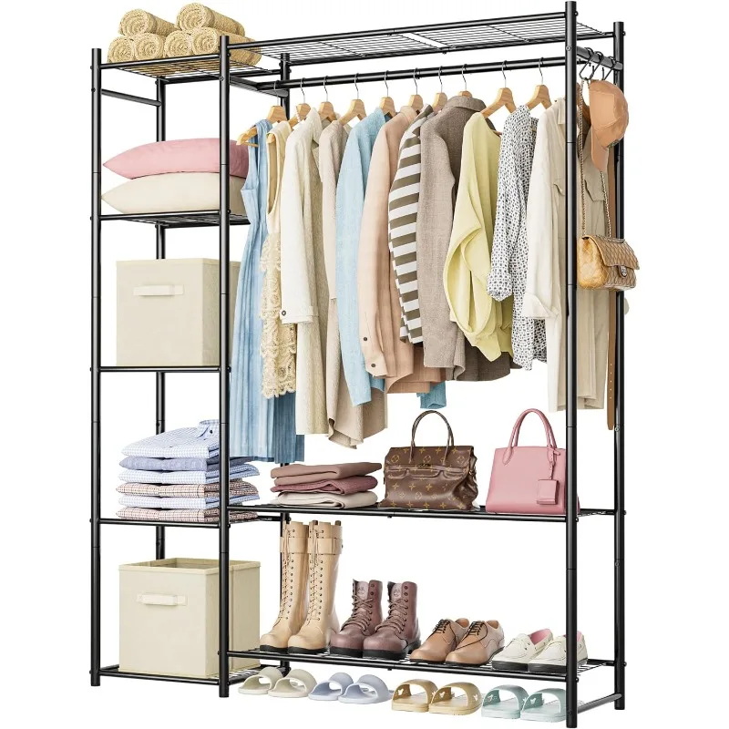 Wardrobe-Closet-Portable-Clothes-Rack-with-4-Tiers-Shelves-Freestanding ...
