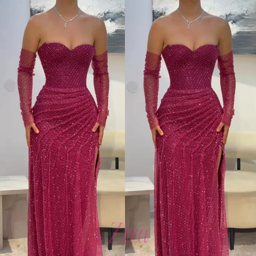 Exquisite Evening Dresses Women Vent Strapless Sleeveless High Quality ...