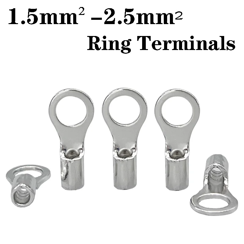 100-500PCS-Pure-Copper-Non-Insulated-Ring-Terminals-RNB2-3-4-5-6-8-10 ...