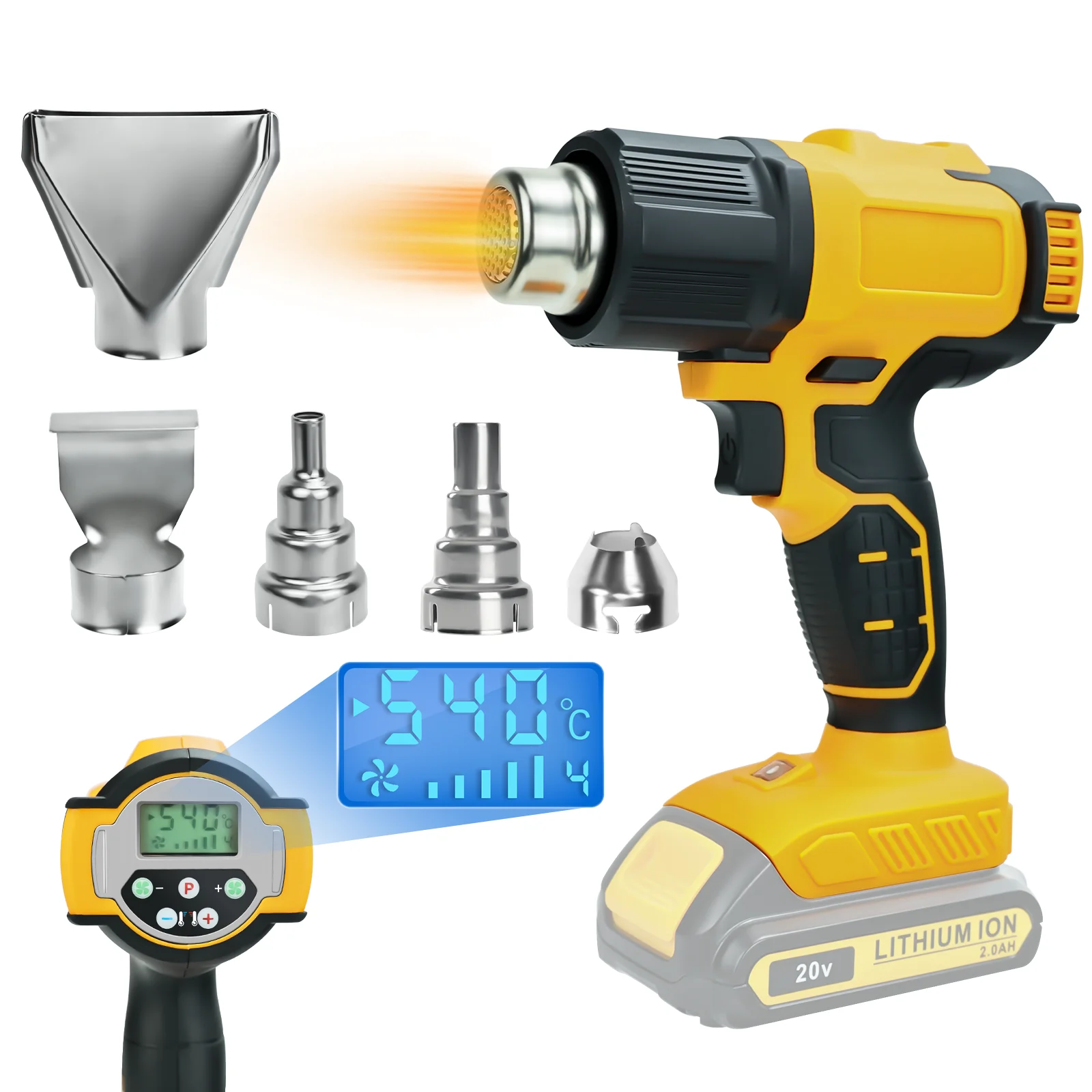 300W-540-Cordless-Heat-Gun-with-5-Nozzle-LCD-Digital-Display-Shrink ...