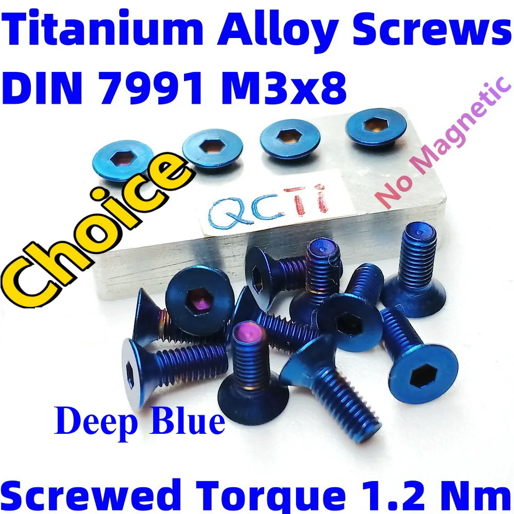 10pcs Deep Blue TiAlloy Flat Head Titanium screw M3x5 M3x6 M3x8 M3x10 ...