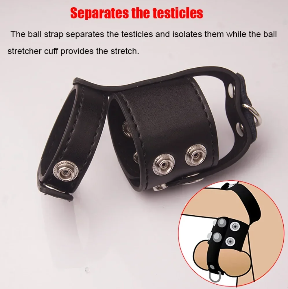 Male-Leather-Scrotum-Testicle-Squeeze-Ring-Penis-Stretcher-Enhancer ...