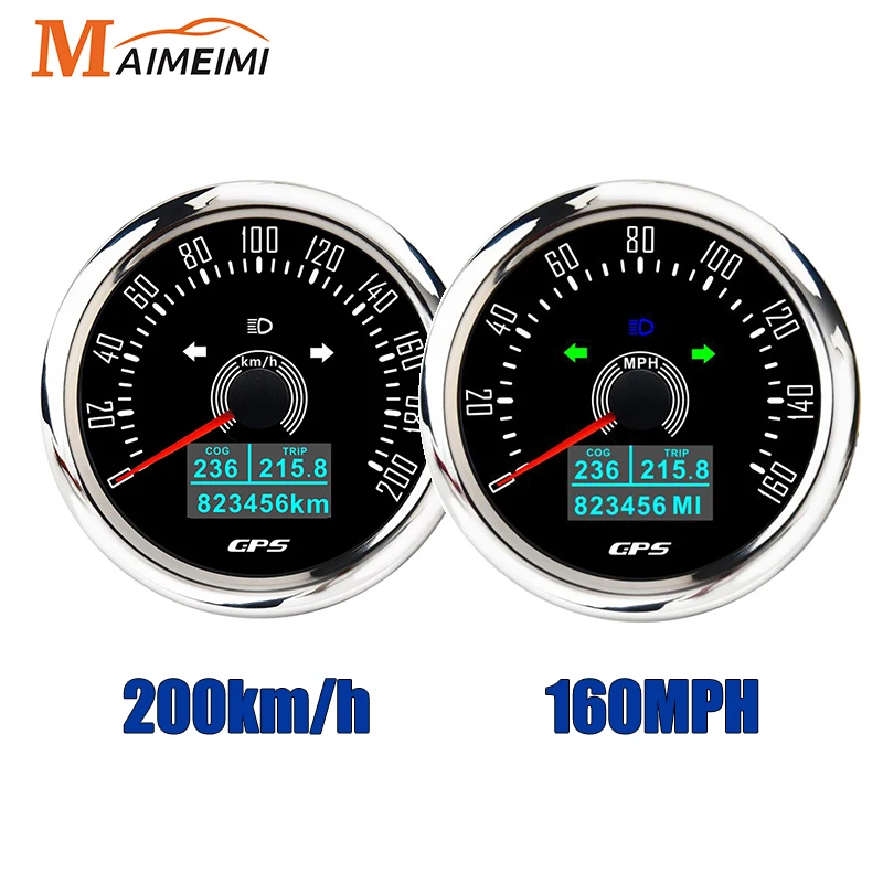 85MM-GPS-Speedometer-0-160MPH-0-200KMH-With-GPS-Antenna-7-Colors ...