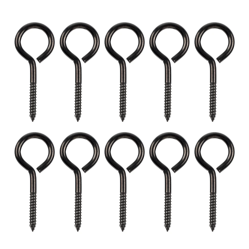 6-10pcs-304-Stainless-Steel-Screw-Eyes-65mm-Black-Round-End-Self ...