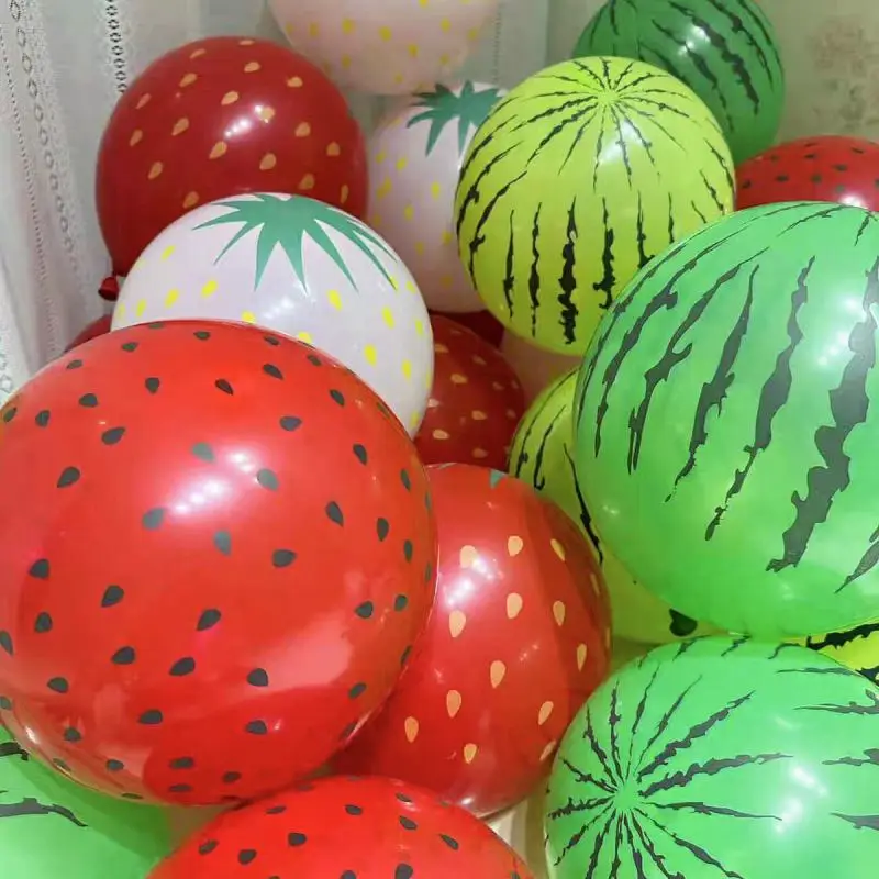 12Inch Strawberry Watermelon Fruit Balloon Summer Beach Hawaiian Party ...