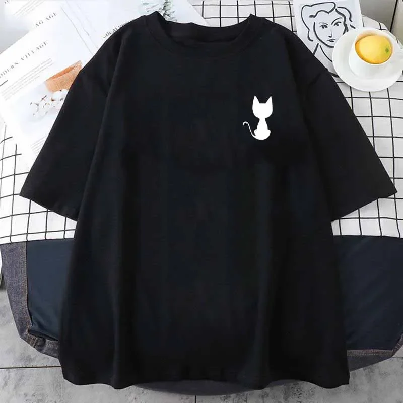 2024 Cat Print T Shirt Summer Sport Jogging Top Short Sleeve Outdoor ...