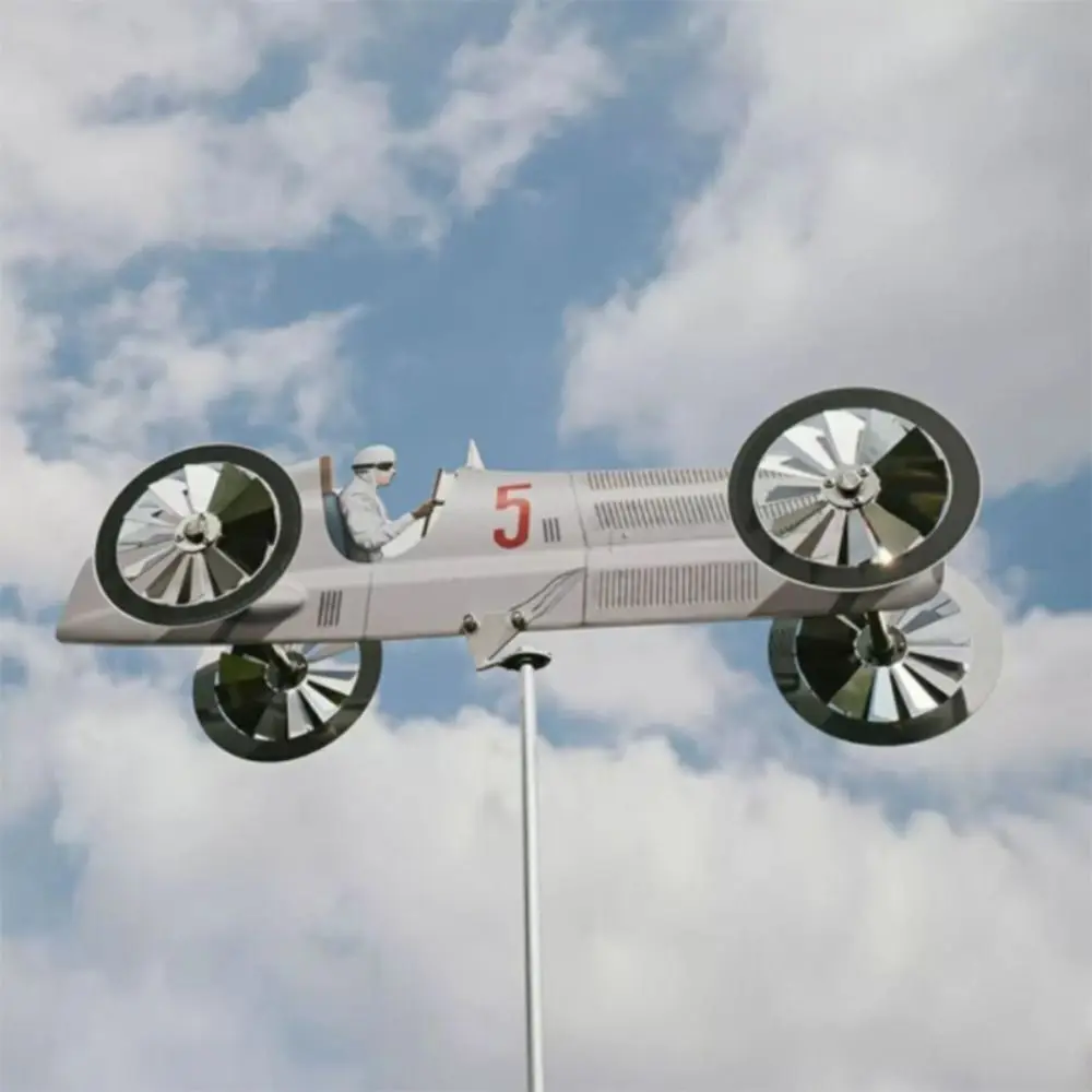 Metal-Rotating-Car-Racer-Shape-Weather-Vane-Windmill-Garden-Decorative ...