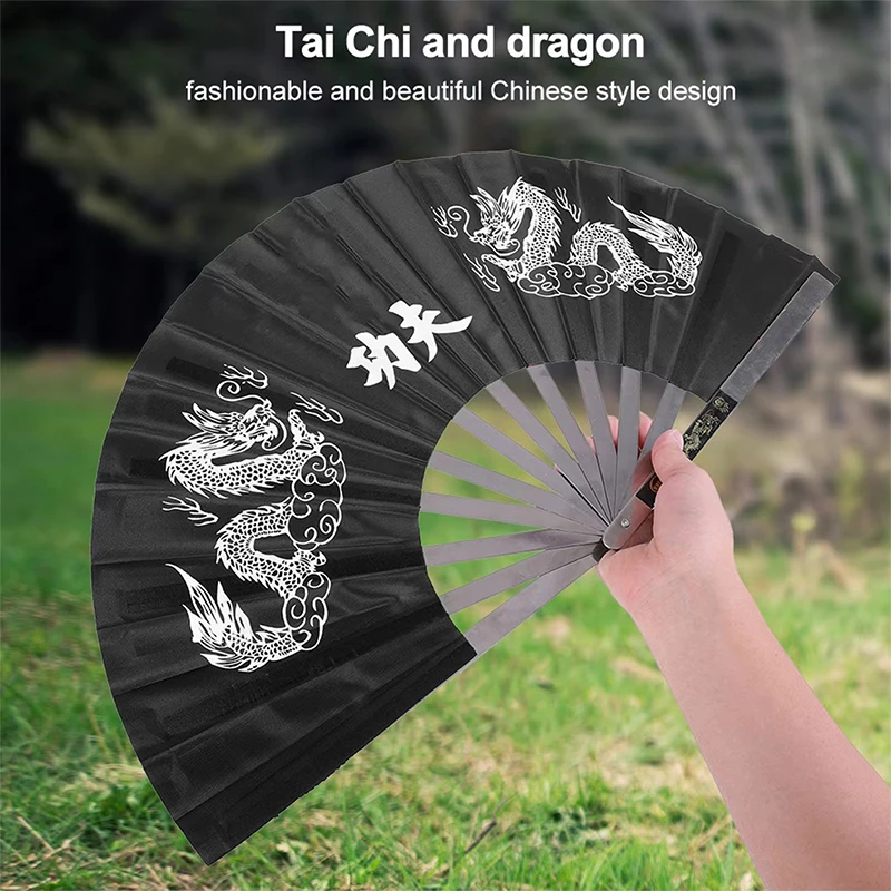 Stainless Steel Tai Chi Fan Black/red/blue Chinese Kung Fu Martial Arts ...