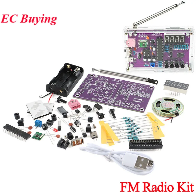 DIY-FM-Radio-Electronic-Kit-Adjustable-Frequency-PCB-Soldering-Project ...