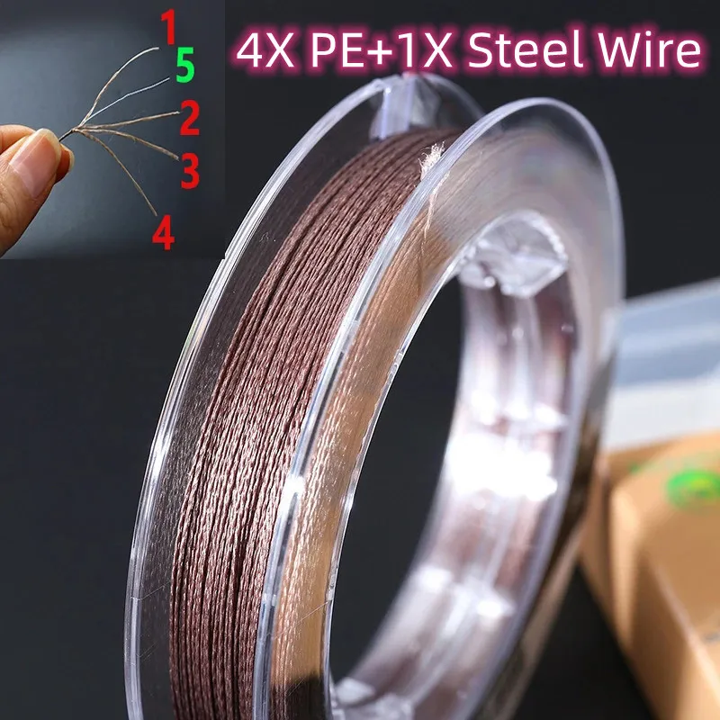 4-Strands-Braided-Steel-Cored-Wire-Inside-PE-Multifilament-Super-Strong ...