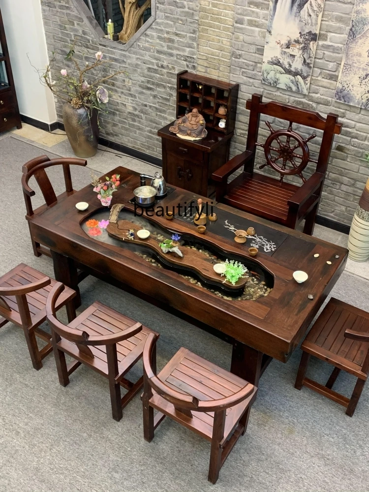 New-Chinese-Style-Table-Chair-Set-Flowing-Water-Tea-Table-Solid-Wood ...