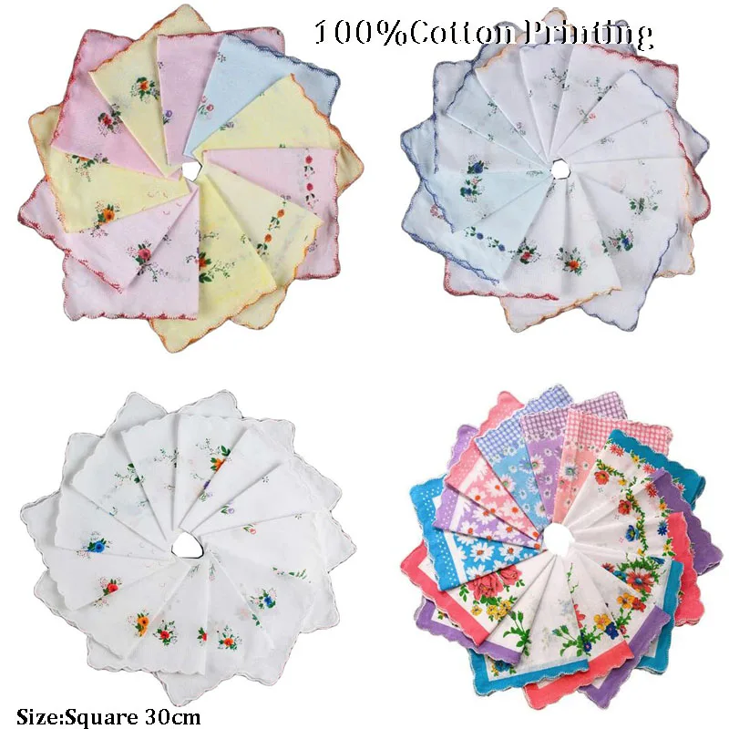 10pcs-NEW-lace-100-Cotton-printed-Lady-Handkerchiefs-Women-Handkerchief ...