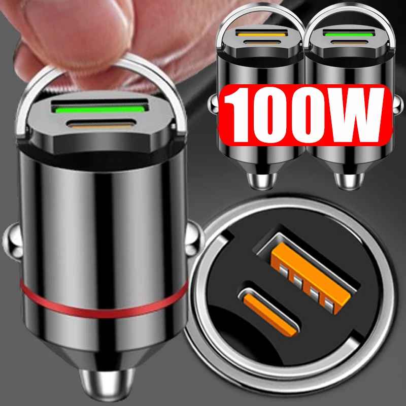 New-100W-Car-Pull-Ring-Charger-Mini-Hidden-PD30W-Fast-Charger-Multi ...