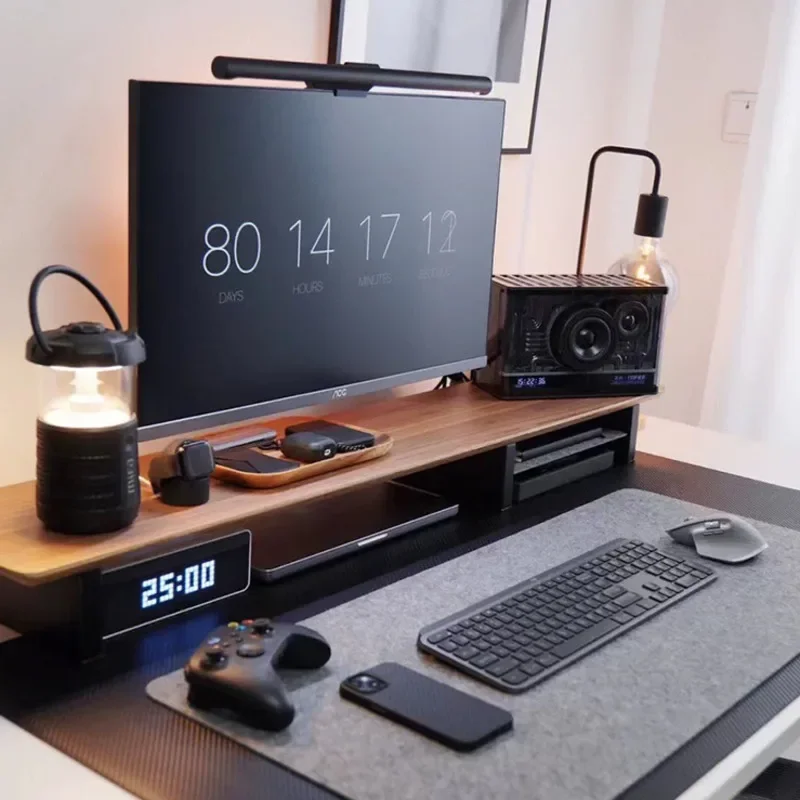 High-grade-Walnut-Desktop-Computer-Monitor-Elevated-Rack-Desktop-Multi ...