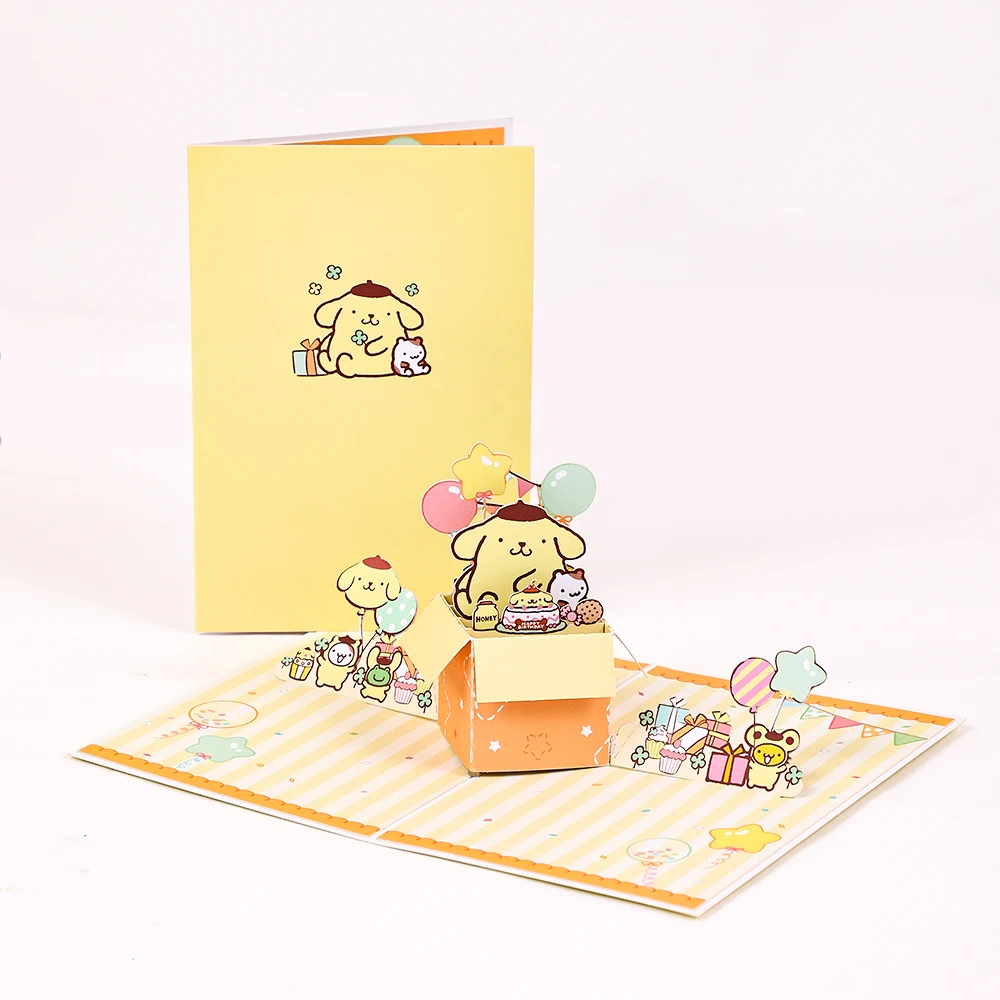 PomPomPurin Birthday Greeting Card Lovely Sanrio Cartoon Greeting Cards ...