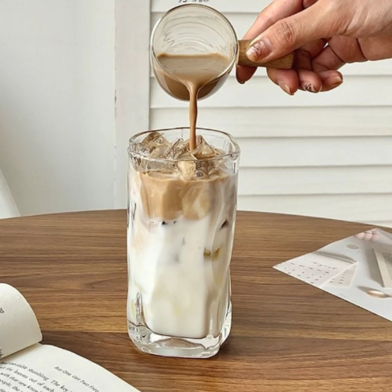 Irregular Twisted Glass Cup - Household Coffee Mug for Iced Americano ...