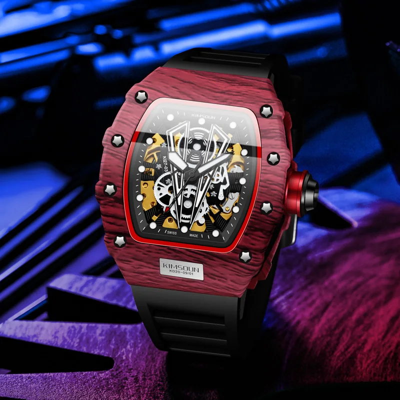 Kimsdun Genuine Man Red Black Sport Fashion Men's Automatic Mechanical ...