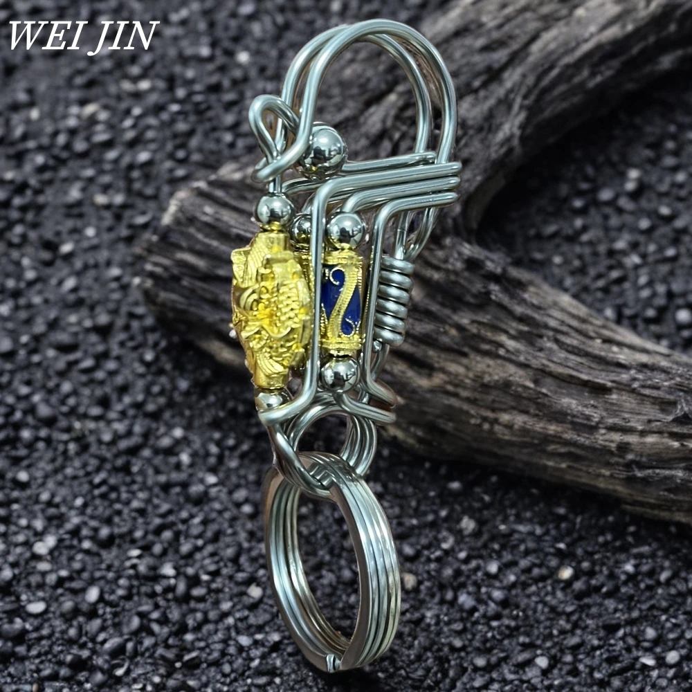Stainless Steel Handmade Keychain,Mechanical Style , Golden Dragon Head ...