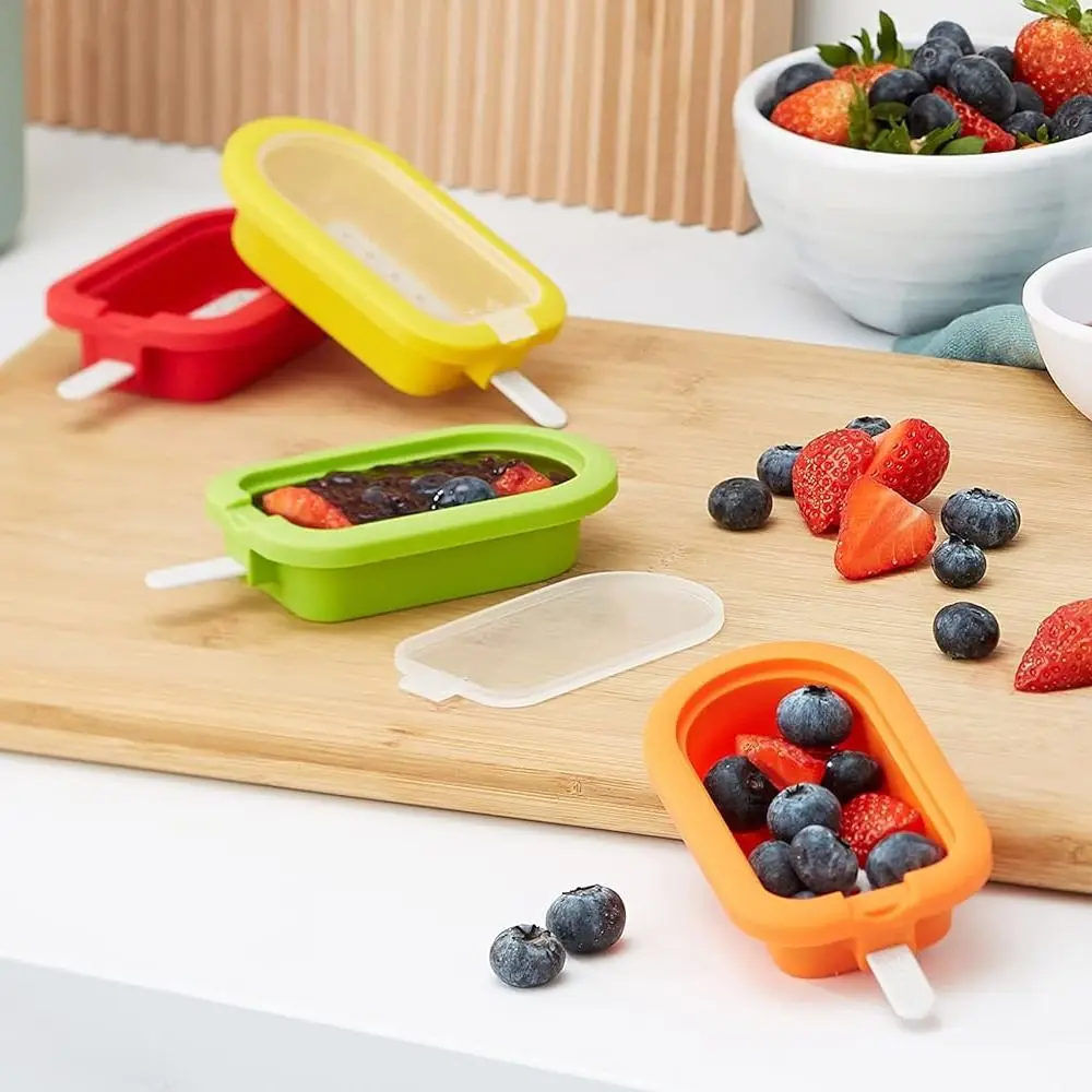 Easy To Demould Silicone Popsicle Mould Reusable With Lid and Sticks ...