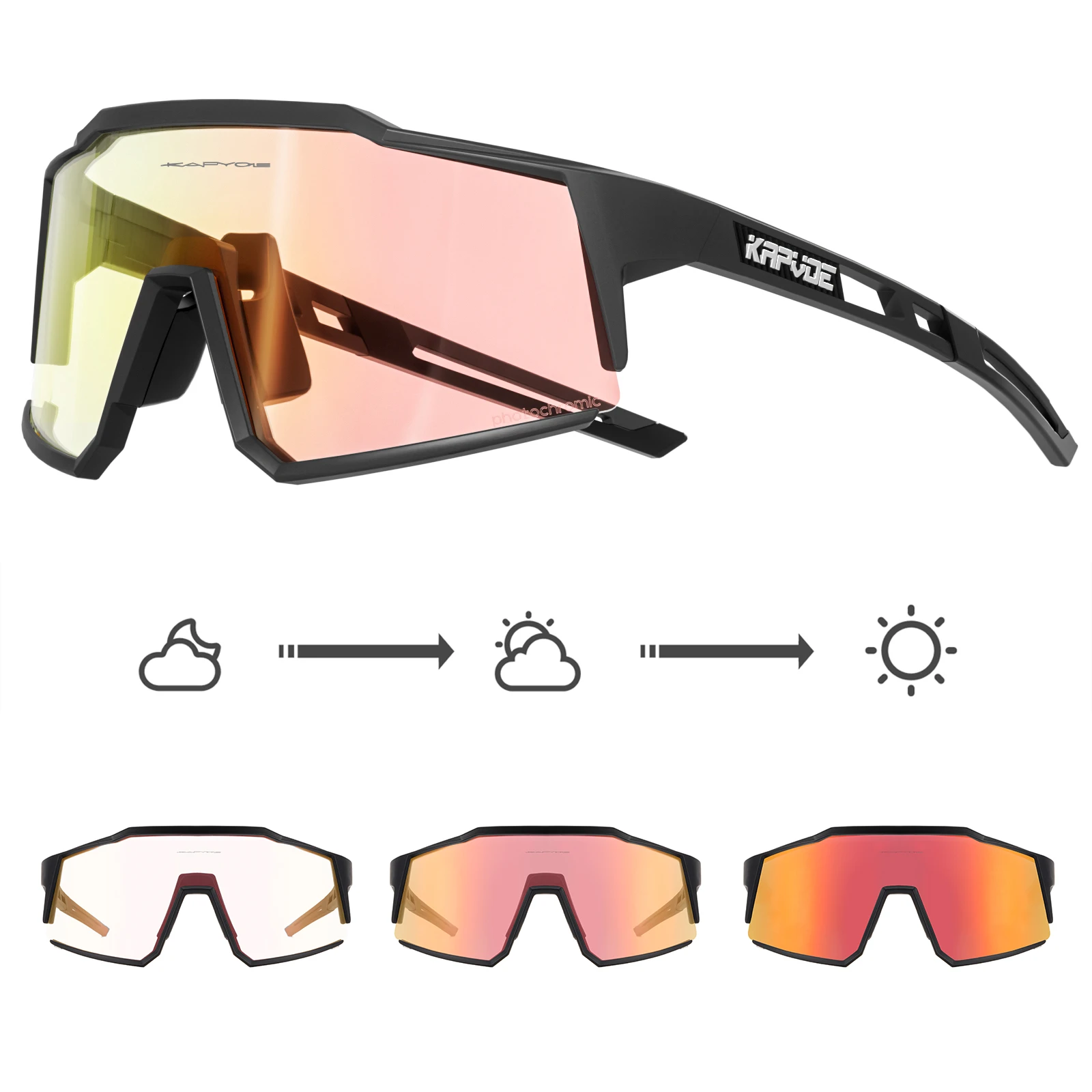 KAPVOE gafas fotocromáticas rojas para ciclismo, lentes de sol para ...