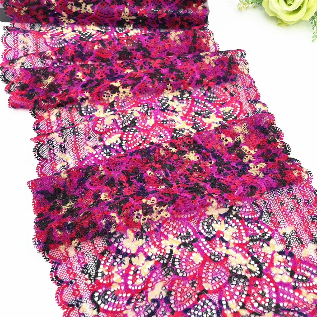 Adornos de encaje elástico fucsia, accesorios de ropa, apliques de ...