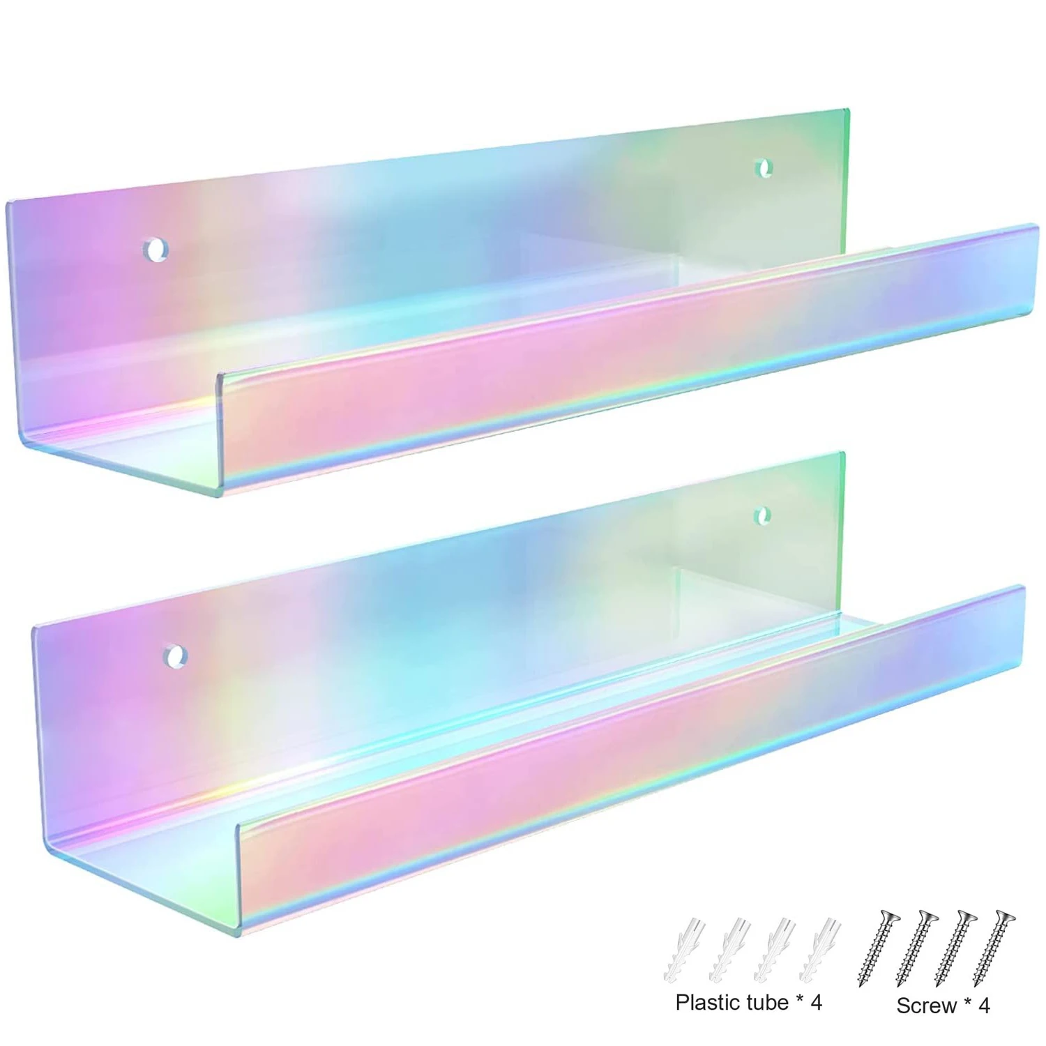 2Pcs-Rainbow-Acrylic-Floating-Shelves-Wall-Mounted-Bathroom-Rack ...