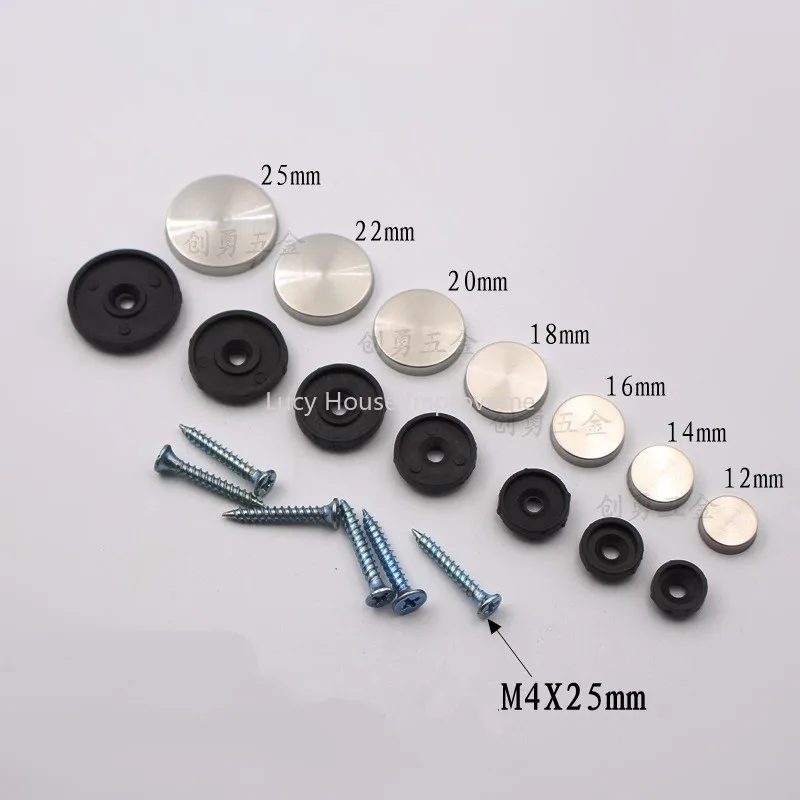 100Pcs-Lot-12mm-Diameter-Stainless-Steel-Cap-Cover-Decorative-Mirror ...