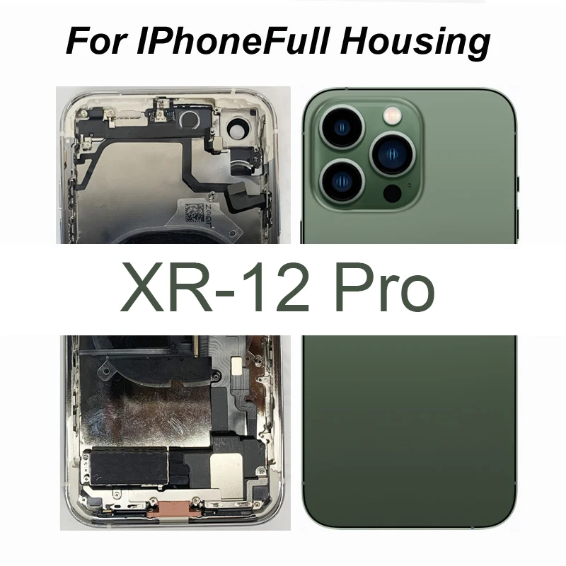 For-iPhone-XR-Housing-To-12-Pro-DIY-Back-Cover-Case-Fully-Compatible ...