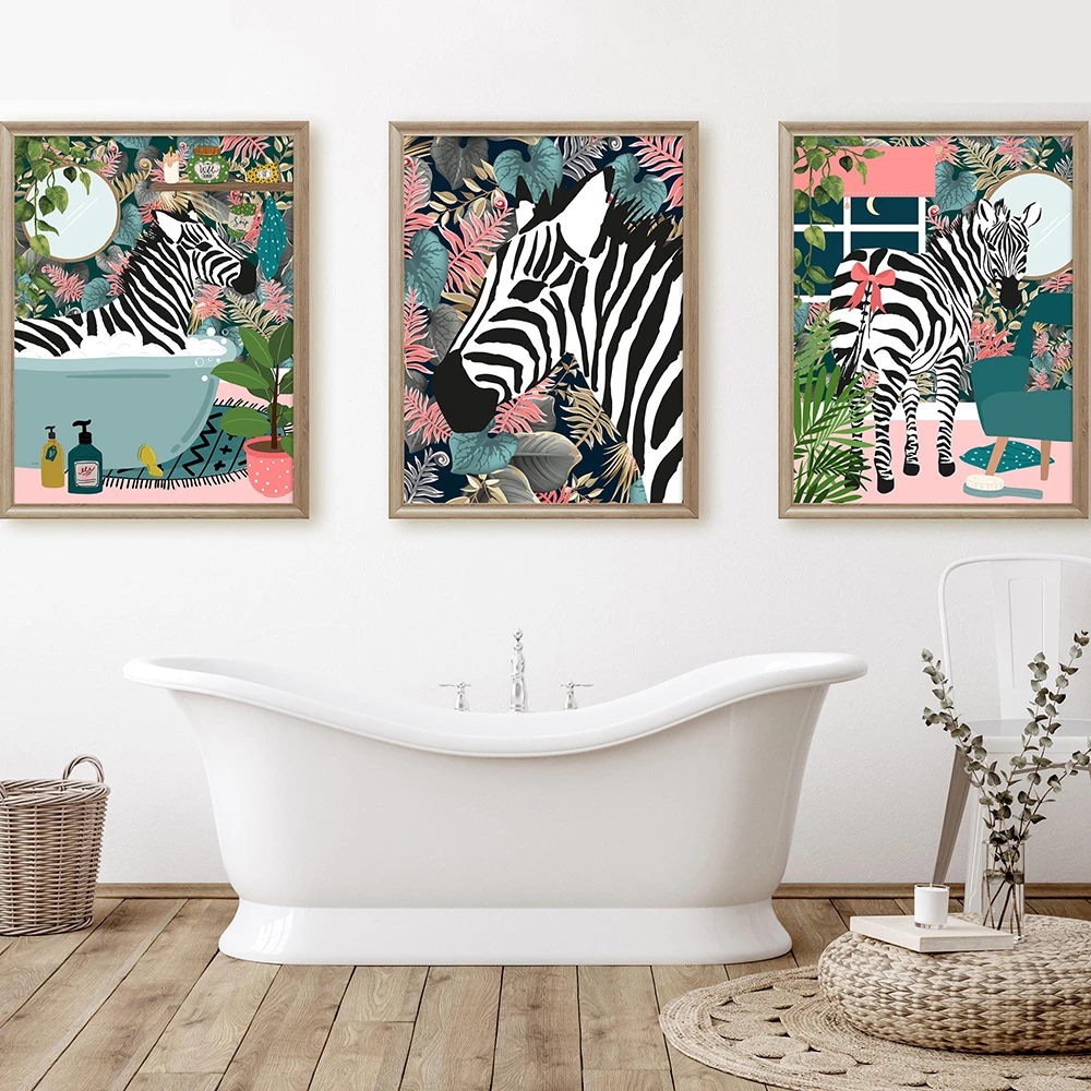 Zebra Bathroom Themes For Wall Design