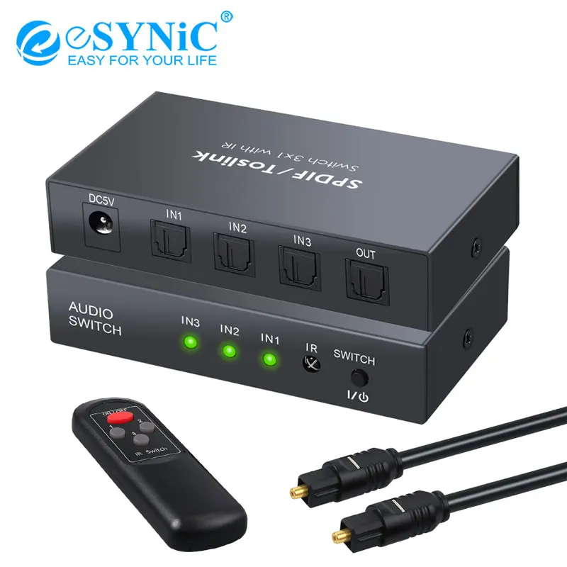 Esynic-spdif-toslink-fibra-switcher-3-em-1-para-fora-interruptor-de ...