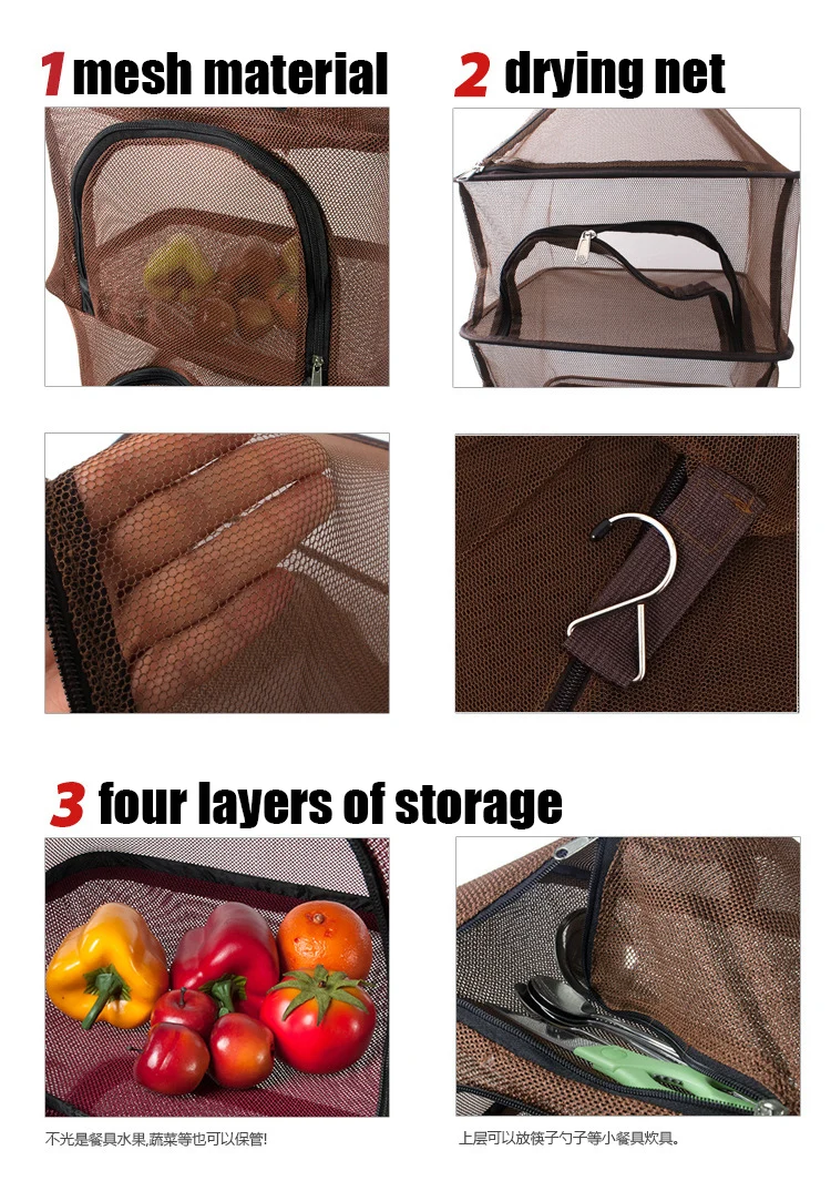 3 Layers Nylon Netting Collapsible Mesh Hanging Drying Net - NZshopsmart