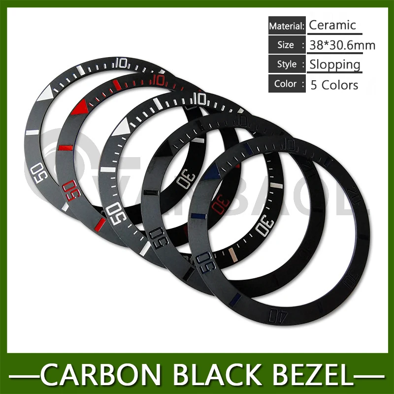 Premium-Ceramic-Bezel-Insert-38x30-6mm-Carbon-Black-Colors-with-Index ...