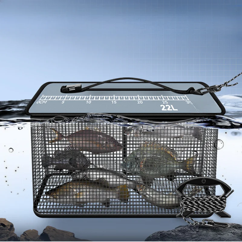 Folding-Fish-Guard-Net-Metal-EVA-Thicken-Bucket-Live-Fish-Barreled ...