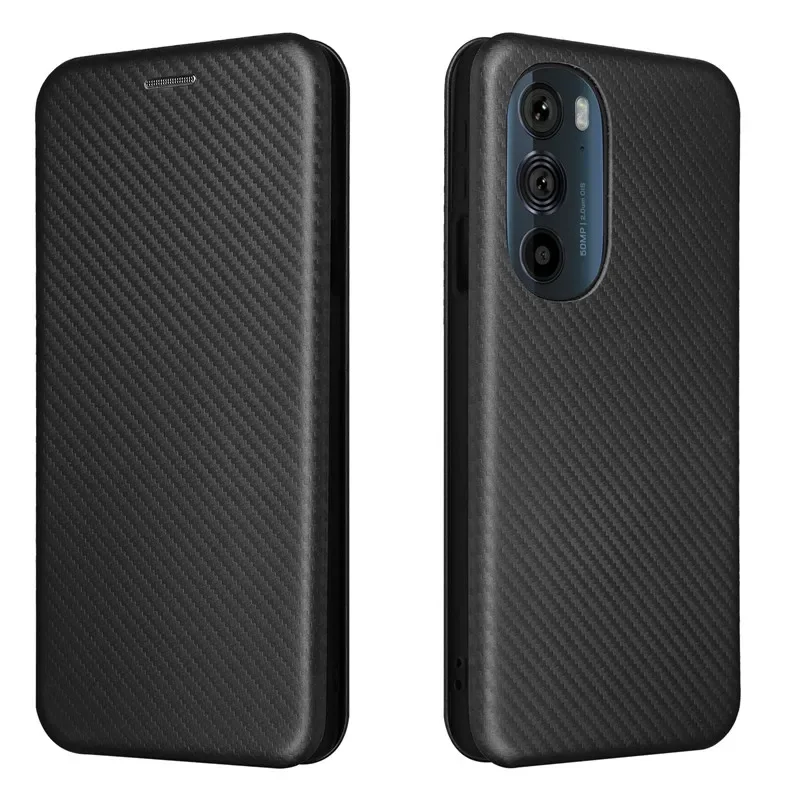 Leather Flip Case Book Cover for Moto Edge 70 (Black)