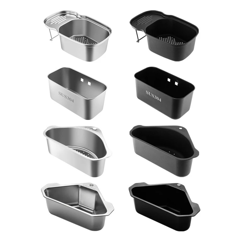 304 Stainless Steel Shelf Kitchen Sink Drain Basket Wash Basin Filter ...