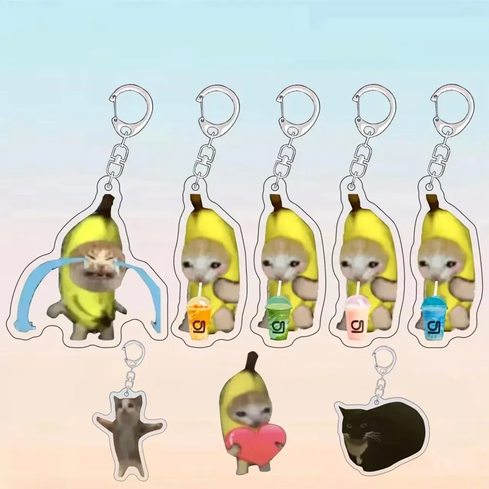 Acr-lico-Happy-Banana-Cat-Keychain-para-Mulheres-Animal-pequeno-engra ...