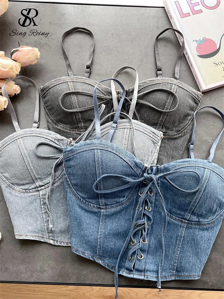 SINGREINY-Fashion-Women-Sexy-Denim-Camisole-Sleeveless-Lace-Up-Skinny ...
