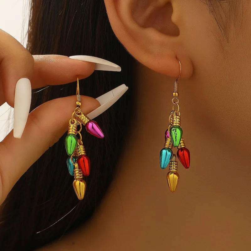 VIVILADY Charming Water Droplet Colored Light Stud Earrings for Women ...