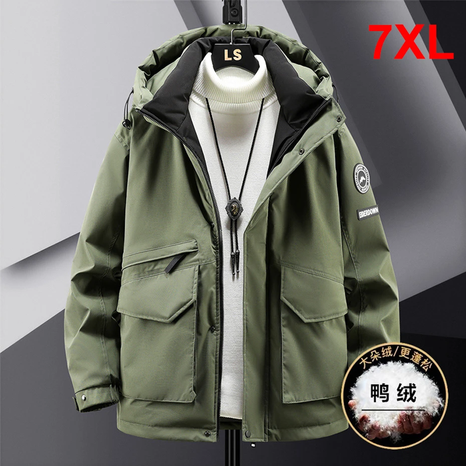 7XL Plus Size Down Jacket Men Winter Warm Thick Jackets Fashion Cargo ...