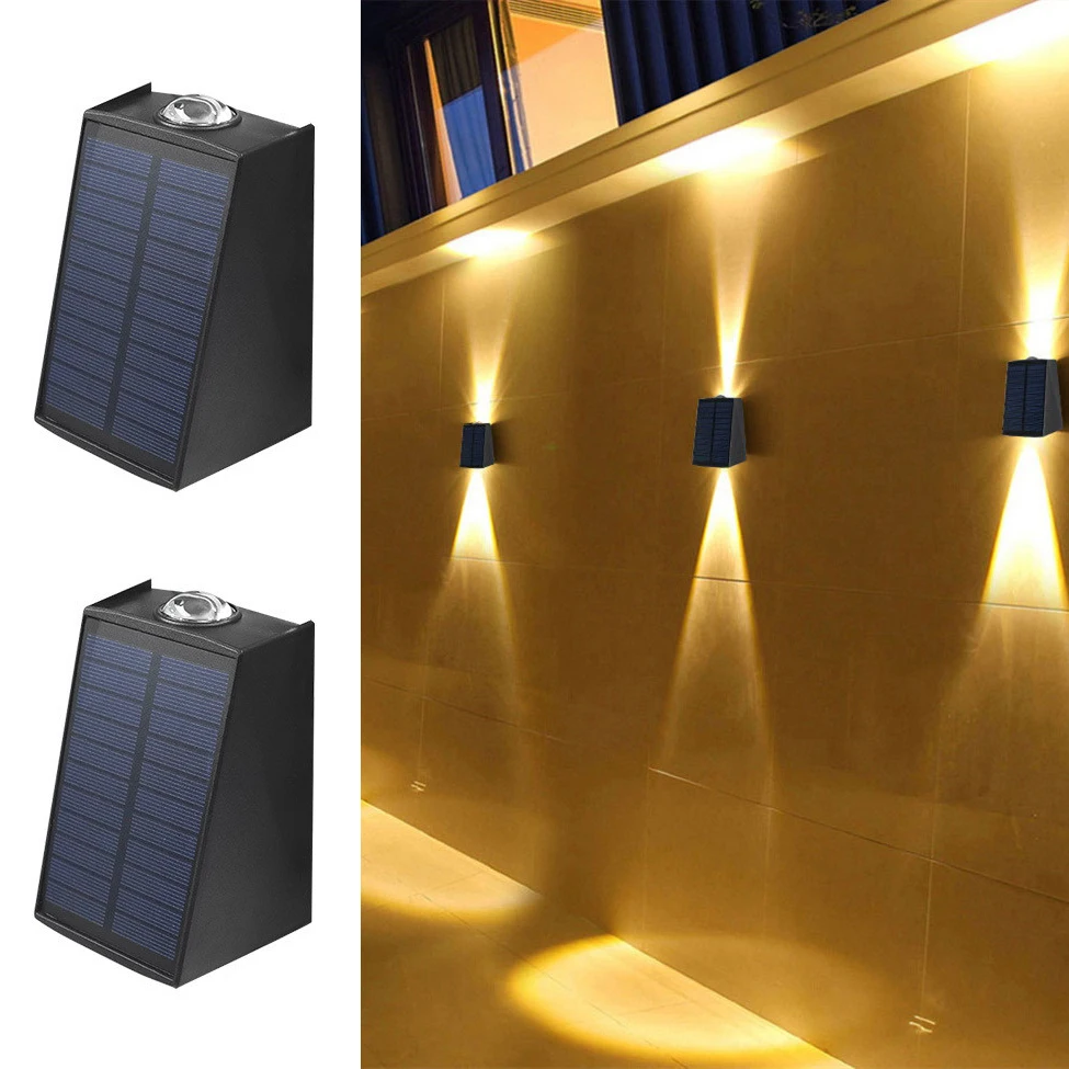2-LED-Solar-Wall-Lamp-Waterproof-Outdoor-Solar-Garden-Decor-Lights-Up ...