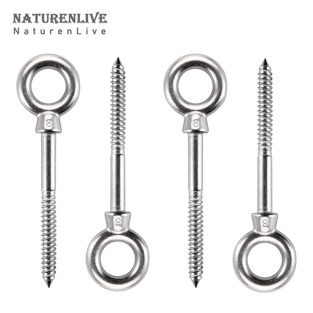 6Pcs-M6-M8-Eye-Shape-Screws-Metal-Hook-316-Stainless-Steel-Wood ...