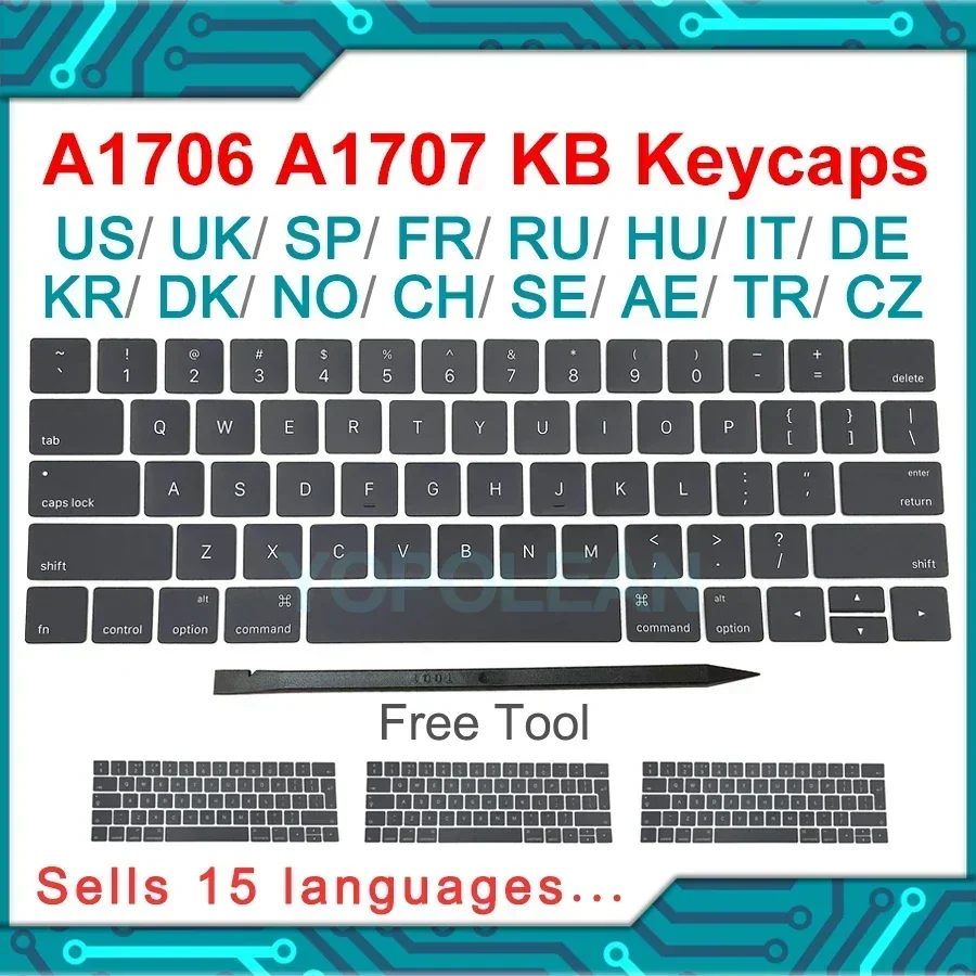 New-A1706-A1707-Keyboard-keys-keycap-US-UK-French-EU-For-Macbook-Pro ...