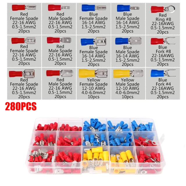 Electrical Wire Crimp Assorted Kit Insulated Cable Connector 280/480PCS ...