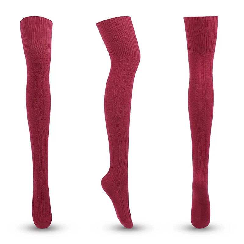 Women's Plus Size Knitted Thigh-High Warm Wool Stockings - One Size ...
