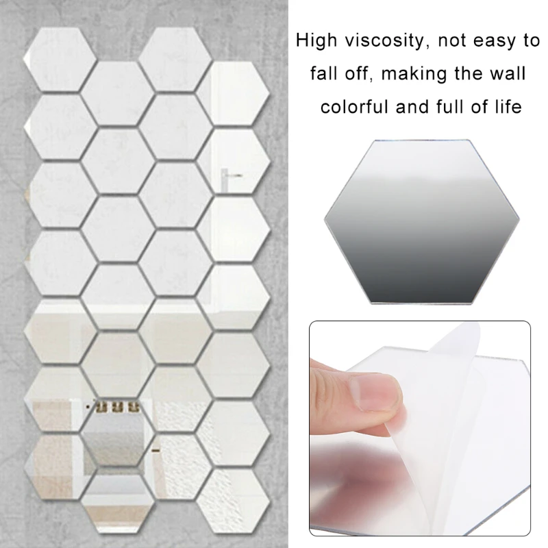 Hexagon-Mirror-Wall-Stickers-DIY-Art-Wall-Decoration-Living-Room ...