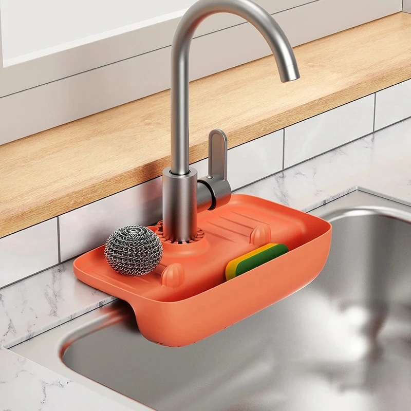 Kitchen-splash-proof-drain-rack-for-faucet-trough-water-collection-mat ...