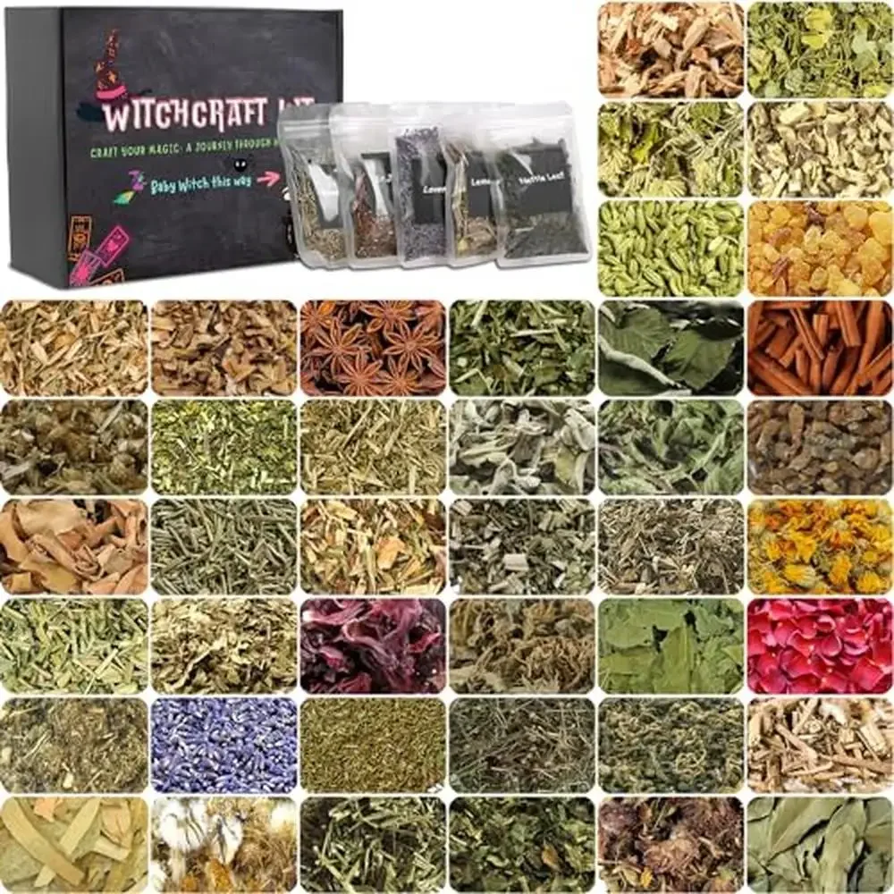42Pcs-Witchcraft-Supplies-Kit-Dried-Herbs-Flowers-Spells-Soap-Rituals ...